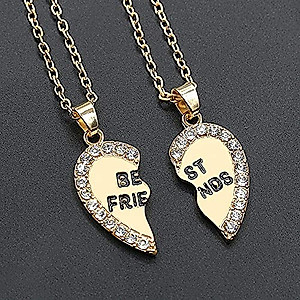 BFF Friendship Necklace Gift for 2 Best Friends Necklaces for Girls Broken Heart Pendant Necklace for Women Girls Match Best Friend Necklace Forever Heart Necklaces