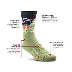 FARM TO FEET Desert Tan Cascade Locks Crew Socks, Large