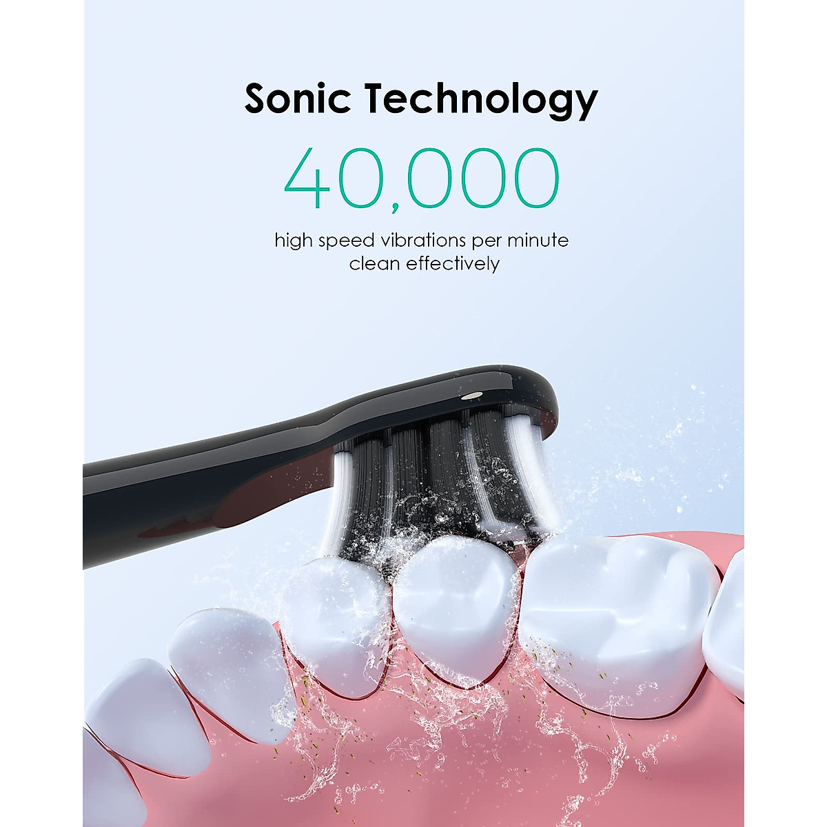 Electric Toothbrush for Adults - oraimo Rechargeable Power Toothbrush with 8 Dupont Brush Heads, Sonic Toothbrush Holder, 5 Optional Modes, 2 Minute Smart Timer, 3 Hours Fast Charge for 60 Days, ET1C