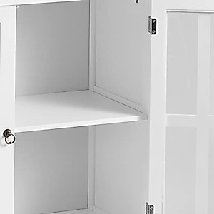 KVK Wooden Storage Cabinet,Sideboard Console,Buffet Cabinet for Doors Entryway Kitchen Dining Console Living Room, White