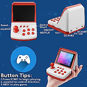 A6 Plus Mini Handheld Game Console 3.5 inch Arcade Style Emulator Portable Games Console Preinstalled Classic FC Games Built-in Rechargeable Battery for Kids Teens Gift 2 Players Red