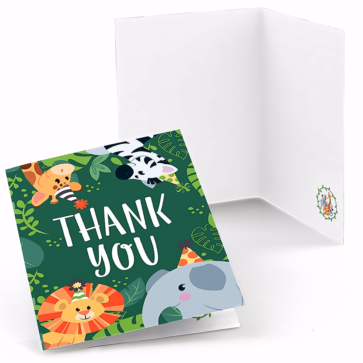 Big Dot of Happiness Jungle Party Animals - Safari Zoo Animal Birthday Party or Baby Shower Thank You Cards (8 count)