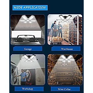 YIBEYYDS Garage Light 2 Pack,185W 18500LM 6500K LED Garage Light Garage Lights Ceiling LED with 6+1 Adjustable Panels,LED Garage Ceiling Lights Support E26/E27 for Garage,Barn,Workshop,Basement