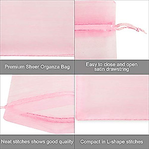 WenTao 100PCS Organza Gift Bags, 4x4.72 Pink Wedding Party Favor Bags with Drawstring, Premium Candy Jewelry Pouch Wrap Sachet Bags…