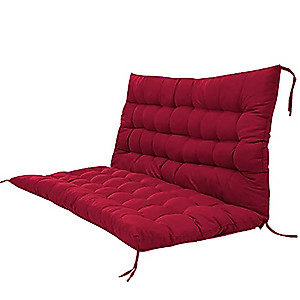 Hruile Replacement Cushion for Outdoor Patio Swing, 2-3 Seater Bench with Backrest, 3 Inch Thick Seat Sofa Pad Settee Ties,59x40in,Wine Red