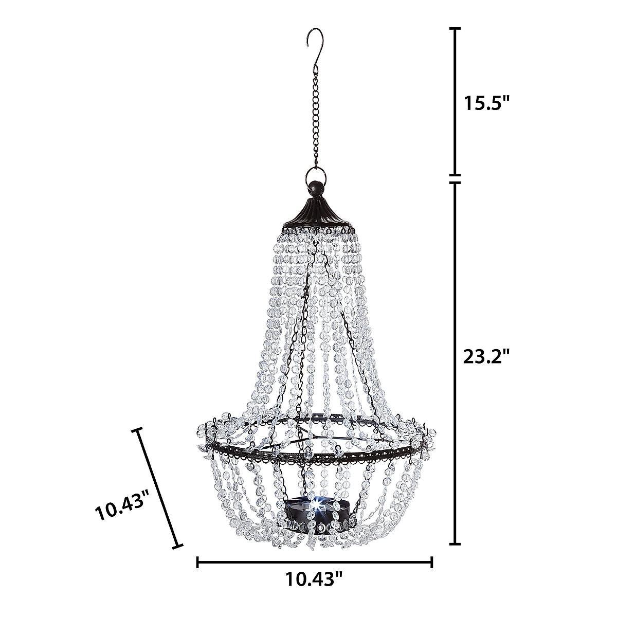 23.2-Inch Tall Hanging Metal and Acrylic Solar Garden Meadow® Chandelier