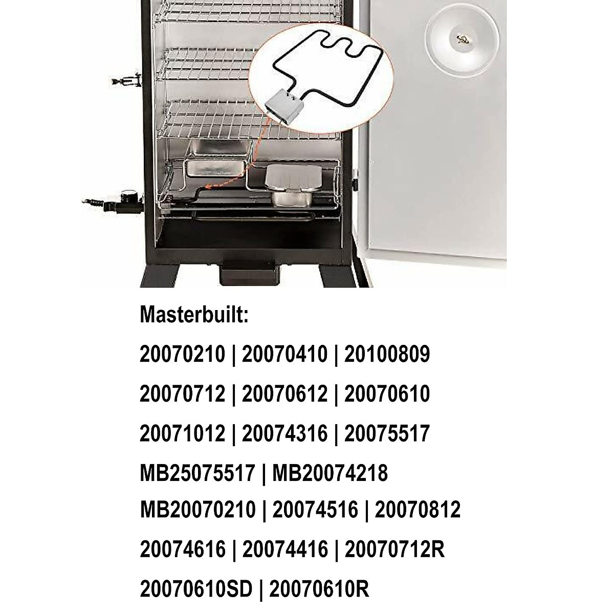 Electric Smoker Grill Heating Element Replacement Part with Adjustable Thermostat Controller for Masterbuilt Smokers & Turkey Fryers 1500W