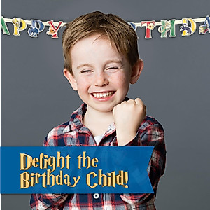 Harry Potter Birthday Decorations Kit | Harry Potter Birthday Party Supplies | With Harry Potter Table Cover, Banner, Dinner Plates, Napkins, Candles, Button | Serves 16