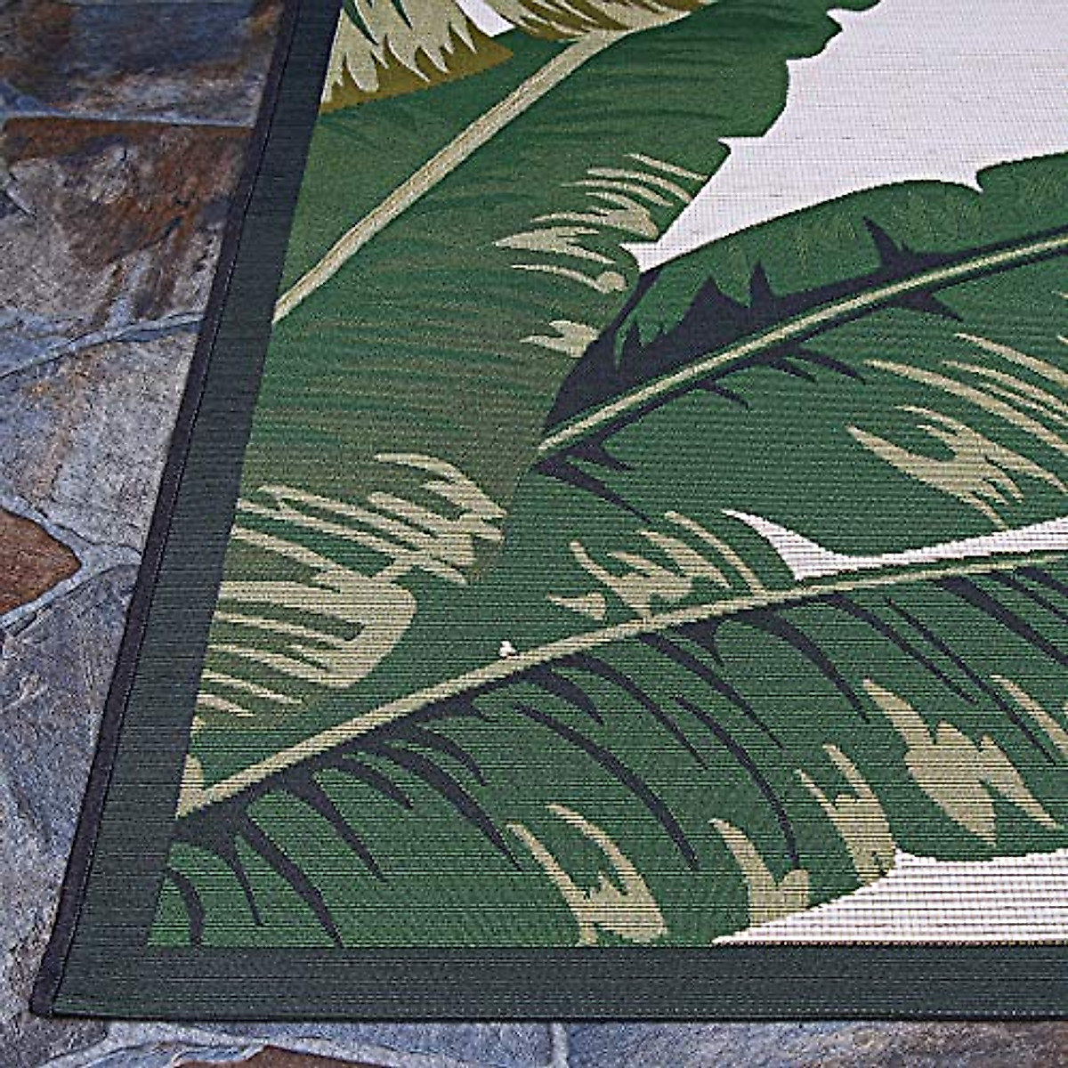 Couristan Dolce Palm Lily Indoor/Outdoor Area Rug, 5'3" x 7'6", Hunter Green-Ivory