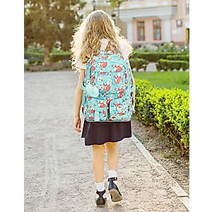 KIDNUO Girls Backpack,15.6 Inch Laptop School Bag Large Primary Elementary Middle College Bookbags Kids Backpacks for Teens Girls Women Students Anti Theft Travel Daypack (Green)