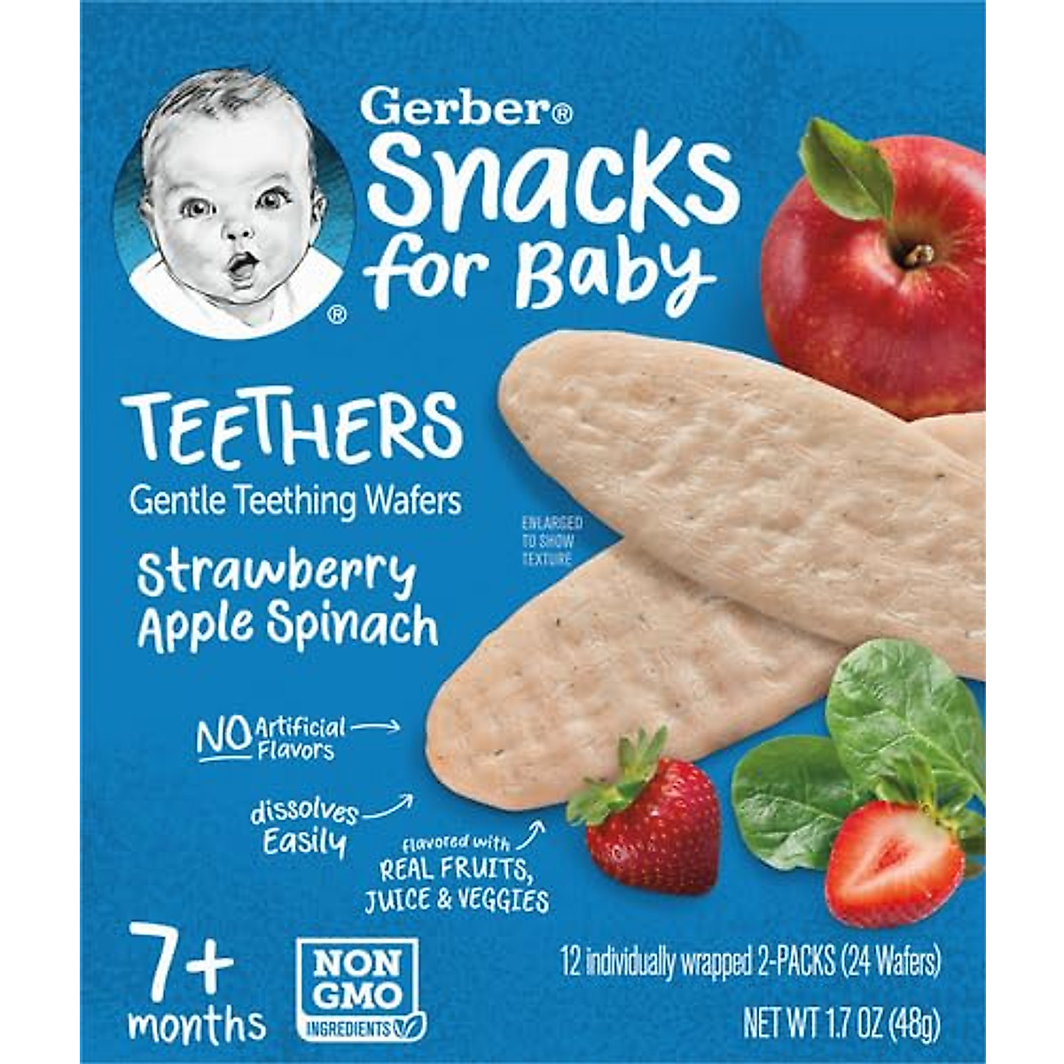 Gerber Snacks for Baby Teethers, Strawberry Apple Spinach, 1.7 oz Box (12 Pack)