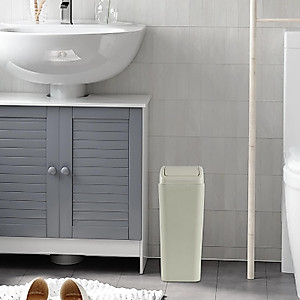 Saedy Small Swing Lid Trash Can, 14 L Slim Garbage Bin