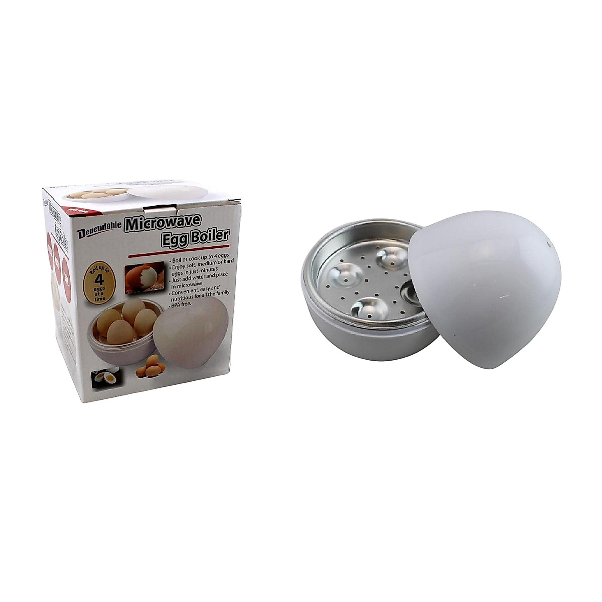 Microwave Egg Boiler Cooker Hard or Soft Boiled Eggs BPA Free Cook Up To 4 Eggs In Minutes Food-Grade