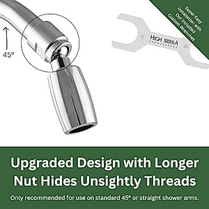High Sierra Showerheads® - Solid Metal 1.5 GPM High Efficiency, Low-Flow Shower Head with Long Nut - Brushed Nickel