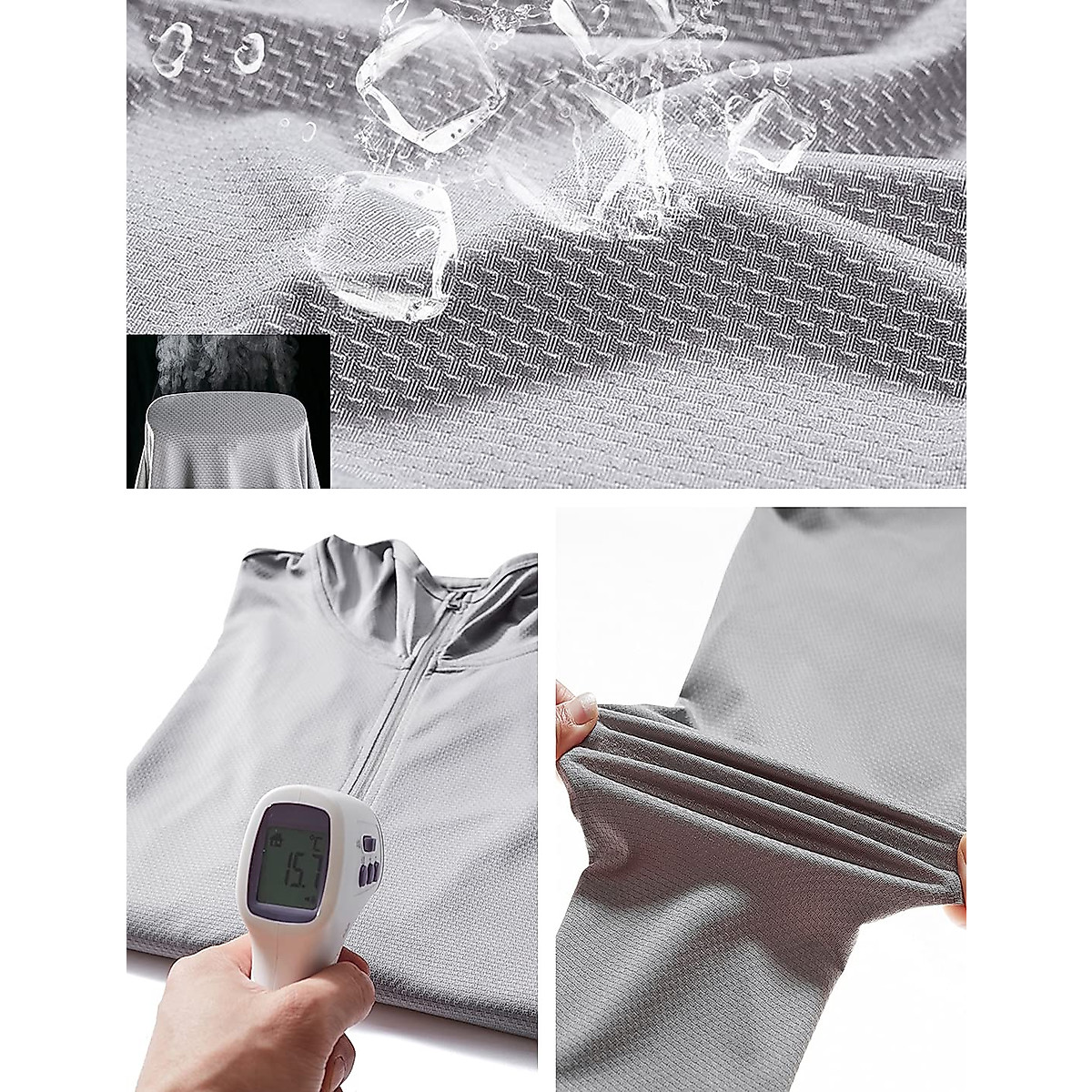 Locachy Men's UPF 50+ Sun Protection Outdoor Lightweight Full Zip Hoodie Jacket Long Sleeve Fishing Hiking Performance Shirt Black XXL