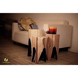 Reclaimed Wood Side Coffee Tables (Set Of Three), Log Furniture, Tree Stump Table, Home Decoration, Rustic Dorm Decor