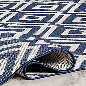 nuLOOM Jayne Geometric Diamond Indoor/Outdoor Area Rug, 8' x 10', Navy
