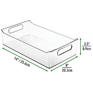 mDesign Plastic Kitchen Pantry Cabinet, Refrigerator or Freezer Food Storage Bins with Handles - Organizers for Fruit, Yogurt, Drinks, Snacks, Pasta, Condiments - Set of 4 - Clear