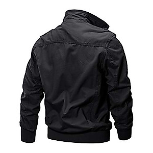 EKLENTSON Jacket Winter For Men Military Jacket Bomber Jacket Lightweight Windproof Windbreaker Black