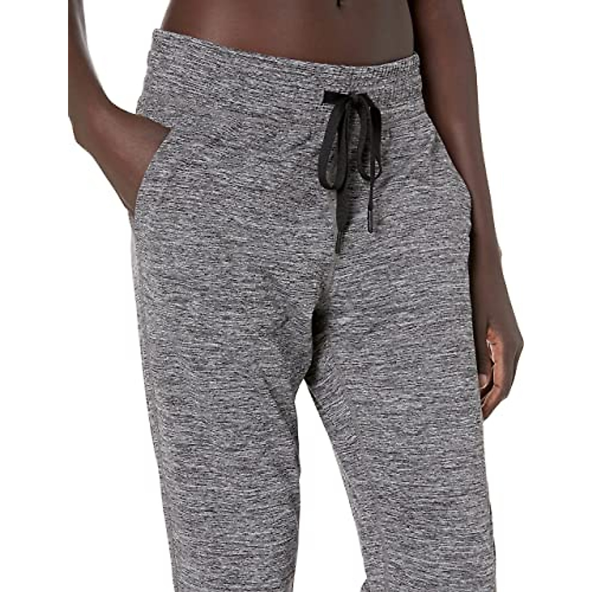 Amazon Essentials Women's Brushed Tech Stretch Jogger Pant (Available in Plus Size), Dark Grey Space Dye, Large