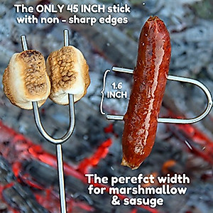 anytime family Extending Marshmallow Roasting Sticks 45" - 6 Premium Telescoping STAINLESS STEEL S’mores Skewers; Campfire, fire pit, camping. S'mores recipes eBook (Multicolor, 6 sticks)