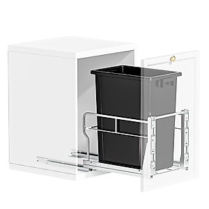 Insputer 40 QT 10 Gal Pull Out Trash Can Under Cabinet, Heavy Duty Under Sink Garbage Can Kit with Soft-Close Slides for Kitchen, Laundry, Requires Minimum Cabinets Opening 12" W X 18" D