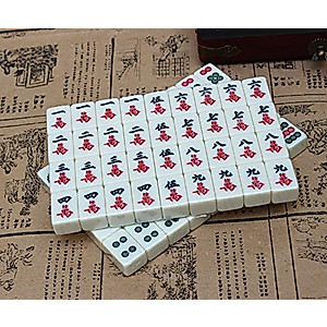 Florauspicious Chinese Mahjong Set, Traditional Majong Sets Chinese with 146PCS 0.87" x 0.59" x 0.47" Mini Mahjong Tiles, 2PCS Dot Dice & 6.7” Wooden Carry Case for Travel, Family Gathering, Party