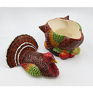 Cosmos Gifts Turkey Design Ceramic Cookie Jar, 10-3/8-Inch