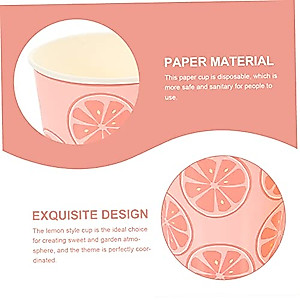 IFANLANDOR 8Pcs Lemon Paper Cups fruit party supplies tableware espresso paper cups hot coffee paper cups vasos para cafe desechables paper drinking cups lemon cups gold leaf Disposable