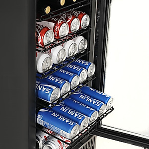 Beverage Refrigerator,ROCSUMOO15 Inch Beverage Refrigerator, 130 Cans Quiet Beverage Fridge, 15'' Beverage Cooler Under Counter with Glass Door and Lock for Built-in