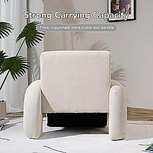 Guyii Upholstered Arm Sofa, Modern Fabric Sofa Chair, Ergonomic Accent Chair, Living Room Recliner with Backrest, Leisure Single Sofa for Bedroom, Living Room, Apartment (White)