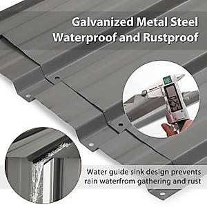 Verano Garden 8x6 FT Outdoor Storage Shed, Galvanized Steel Metal Garden Shed, Double Door W/Lock, Outdoor Storage Tool House for Backyard, Patio, Lawn