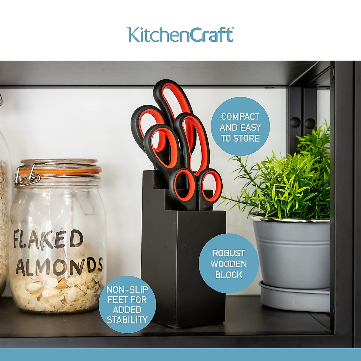 KitchenCraft 3-Piece Kitchen Scissors Set and Storage Block