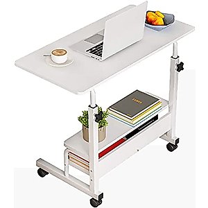 Adjustable Height Mobile Computer Desk for Small Space Rolling Writing Desk with Wheels Corner Desk Home Office Study Desk Portable for Bedrooms Work Desk Size 31.5x15.7 Inch with Storage Gaming Table