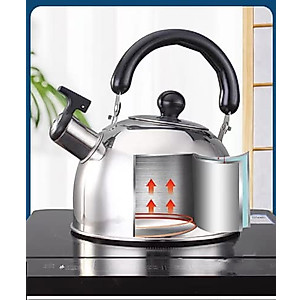 Whistling Tea Kettle Stainless Steel Whistling Teapot Water Kettle Boiling Kettle for Gas Stove Stovetop-red||2L