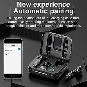 Wireless Earbuds, LED Bluetooth 5.1 Earbuds HiFi Sterero, IPX5 Waterproof Touch Control True Wireless Earbuds with Microphone, Bluetooth Headphones for Sport and Working Black