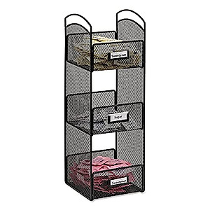 Safco 3290Bl Onyx Breakroom Organizers, 3 Compartments, 6 X 6 X 18, Steel Mesh, Black