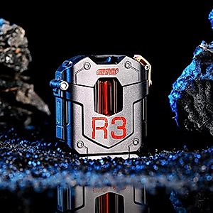 True Wireless Earbuds Bluetooth 5.3 Metal in-Ear Headphones Wireless Gaming Earbuds Cordless Ultra-Low Latency Cool Mecha Bluetooth Earphones TWS Stereo Ear Buds for iPhone Android PC (Flame-Red)