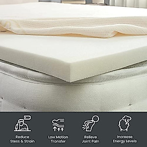 Nutan 1-inch Breathable Foam Mattress Topper for Orthopedic Support | Premium Supporting Bed Pads with Luxurious Softness, Comfortable Bed Toppers for Back Pain and Better Sleep, Queen, Off White