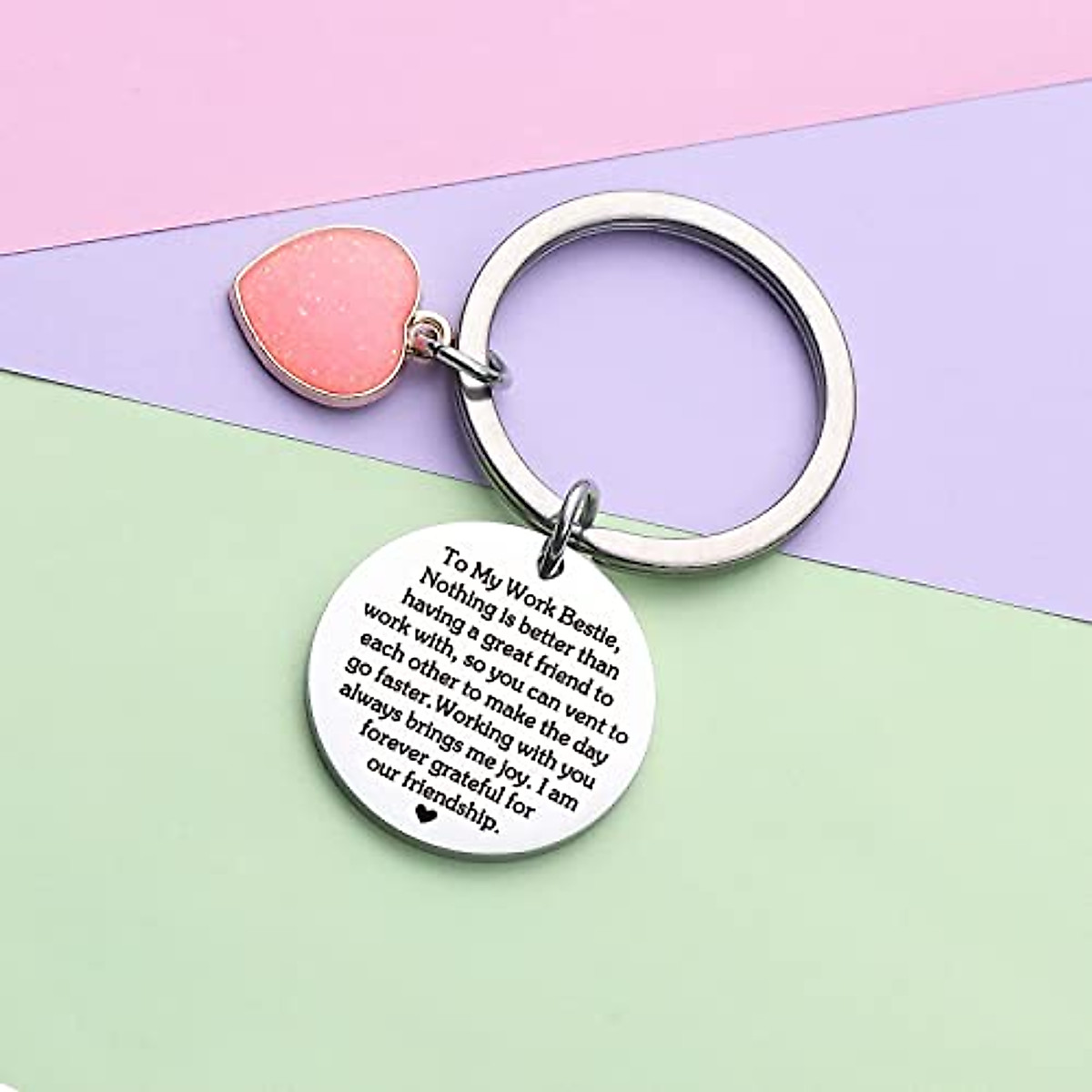 ZNOSVEI Work Bestie Keychain Coworker Gift Retirement Key Ring Colleague Jewelry Subordinate Gift, Work Bestie Keychain, Standard