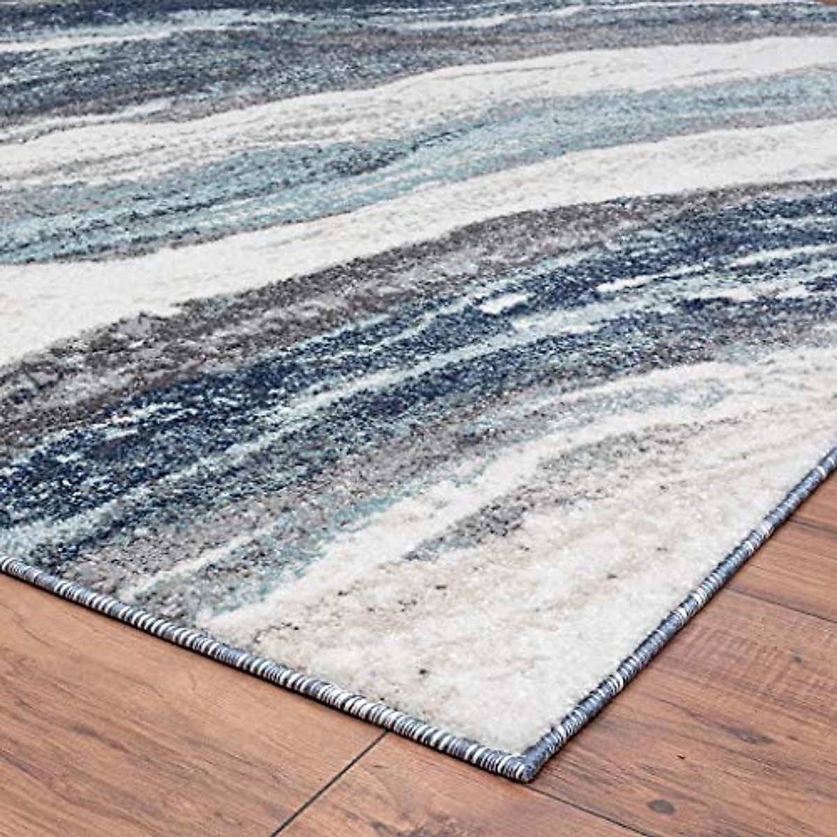 LUXE WEAVERS Rug – Art Deco Living Room Carpet with Marble Swirl – Persian Area Rugs for Modern Home Décor, Soft Luxury Rug, Stain-Resistant, Medium Pile, Jute Backing, Blue / 8’ x 10’