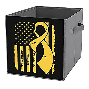 Pediatric Cancer Awareness Flag Large Cubes Storage Bins Collapsible Canvas Storage Box Closet Organizers for Shelves