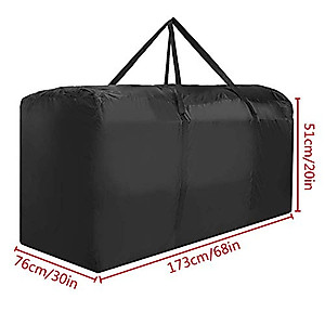 Patio Waterproof Extra Large Protective Zippered Outdoor Cushion Furniture Storage Bag with Handles, 68in L x 30in W x 20in H (1 Pack)