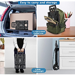 JMFOLD 70 lbs Folding Hand Truck,Lightweight Hand Truck Dolly with 2 Wheels& 2 Ropes,Portable Trolley,Folding Luggage Cart,Suitable for Airport,Travel,Moving,Office Use(Steel, Black)