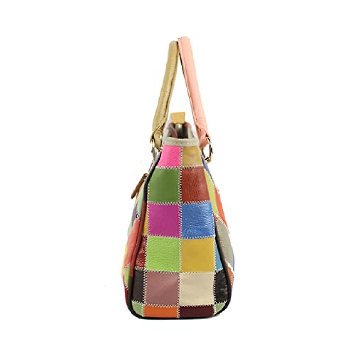 Tote Bags for Women Fashion Multicolor Plaid Handbag Ladies Colorful Satchel Bags Genuine Leather Top Handle Shoulder Purses (Multicolor)