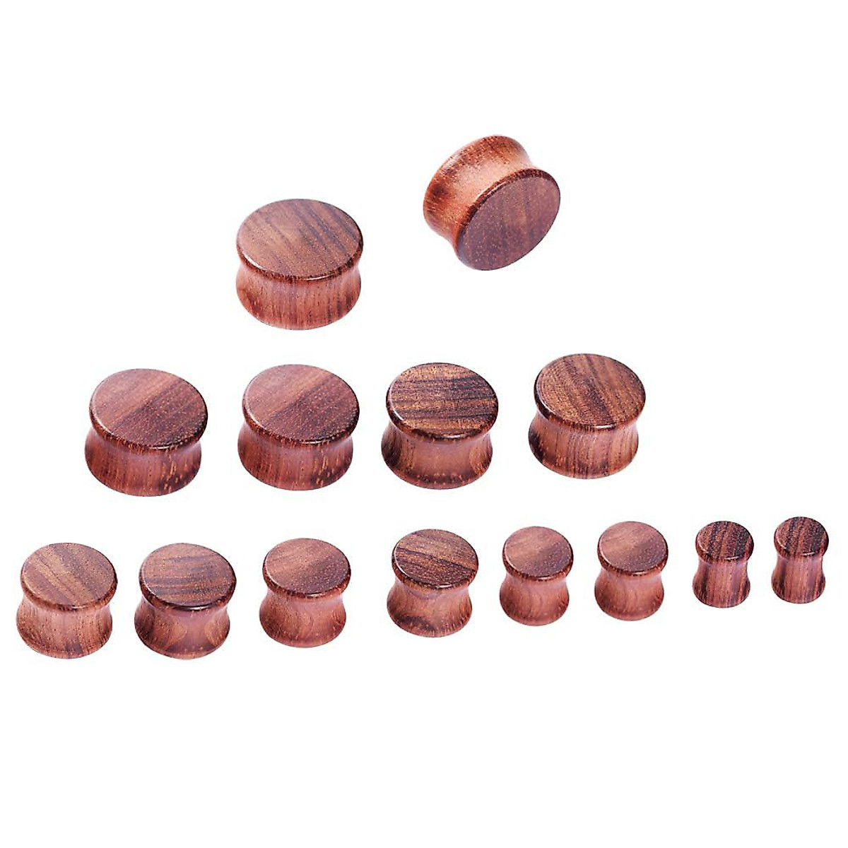 Longbeauty 2Pair Vintage Brown Natural Wood Double Flared Hollow+Saddle Tunnels Ear Plugs Stretcher Gauges 8MM=0G