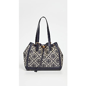 Tory Burch Women's T Monogram Jacquard Small Tote, Tory Navy, Blue, Print, One Size