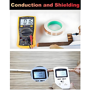 Copper Tape 1Inch x 50 Feet Double Conductive Metal Foil Adhesive Tape for EMI/RFI Shielding, DIY Crafts, Grounding, Stained Glass, Garden, Solder Paper Circuit, Guitar Interference Shield, Duct Wrap