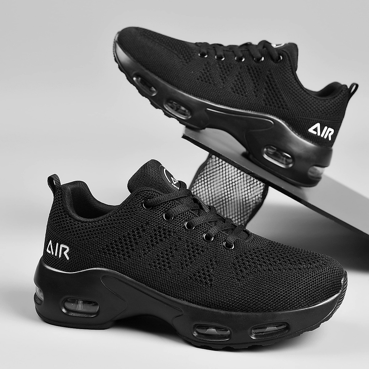 SURRAY Women's Air Running Shoes Walking Tennis Sneakers Athletic Fashion Breathable Sport Gym Shoes Black(US8)