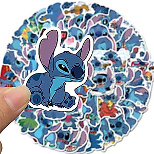 50Pcs Lilo & Stitch Stickers Waterproof Vinyl Stickers for Water Bottle Luggage Bike Car Decals (Stitch)